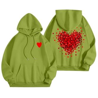 Generic Sweat &agrave; capuche &agrave; manches longues pour la Saint-Valentin 2026 pour femmes (4), Vert, XXL