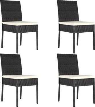 vidaXL Garten-Essstühle 4 Stk. Poly Rattan Schwarz - Vidaxl