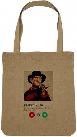 Fabulous Sac Shopping Tote Bag Aspect Lin - Freddy K. Film Horror Social Network Dating Love - Sac de Courses Toile Epaisse 360g Beige Naturel Cabas Port&eacute; Epau