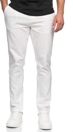Indicode Herren Bryne Stoffhose aus Baumwolle & Leinen | Herrenhose Freizeithose Männer Offwhite, XXL