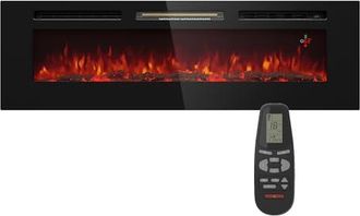 Klarstein Chemin&eacute;e d&eacute;corative Klarstein avec Flammes LED, chemin&eacute;e &eacute;lectrique avec Chauffage et chemin&eacute;e, chemin&eacute;e &eacute;lectrique 1800 W avec t&eacute;l&eacute;commande, minuteri