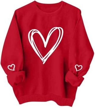 Generic Coll&egrave;ge Adolescentes Filles Motif Coeur D&eacute;contract&eacute; Graphique Chemisier Oversize Manches Longues Hauts Grande Taille Sweat-shirt Col Rond Gilets Homme