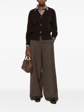 Aragona Cashmere V-Neck Cardigan - Brown