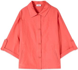 Oltre Femme, Vestes, Orange, Taille: 38 FR Veste Chemise en M&eacute;lange de Lin