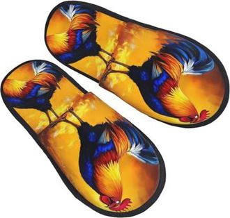 Generic Motif De Coq Coloré Pantoufles Moelleuses Plates Pantoufle Hiver Chaussons Pour Homme Chambre Intérieur M