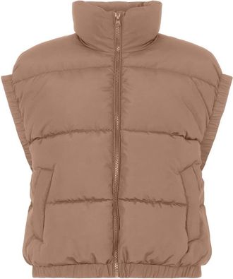 Pieces Damen Pcellander Short Puffer Vest Weste, Caf&eacute; Au Lait, S EU