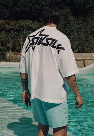 Siksilk Herren Wei&szlig;es Grafik T-Shirt XXL