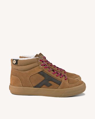 Faguo Baskets montantes cuir su&egrave;de camel