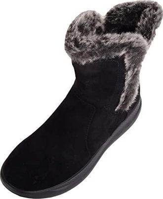 Absolute Footwear Bottines dhiver chaudes avec fermeture éclair et doublure en fausse fourrure pour femme, Noir, 39 EU