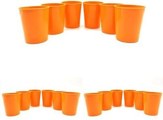 Kimmel 6 St&uuml;ck Becher 180 ml Set, farbe orange, Trinkbecher Stapelbecher, Platikgeschirr (Packung mit 3)