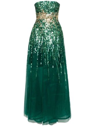 Saiid Kobeisy robe bustier à broderies - Vert