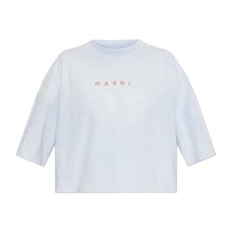 Marni T-Shirt mit Logo-Print - - Tops - Damen - Blau - M