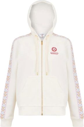 Casablanca Femme, Sweatshirts et sweats &agrave; capuche, Beige, Taille: 40 FR Mohair Flame Laurel Zip Sweat &agrave; capuche