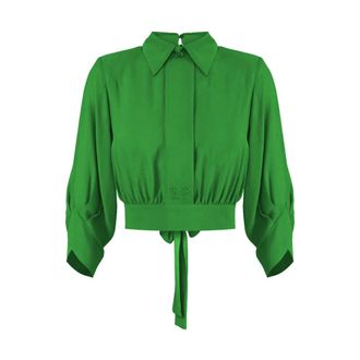 Elisabetta Franchi Femme, Blouses et Chemises, Vert, Taille: 44 FR Camicia