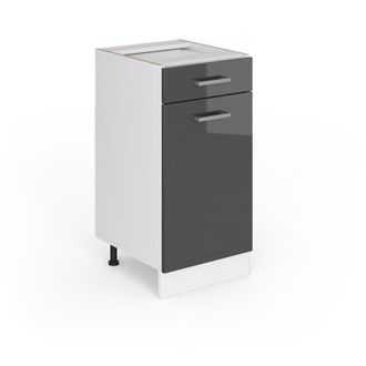 Vicco Meuble bas universel R-Line, Anthracite Haute brillance, 40 cm avec tiroir, sans plan de travail Vicco