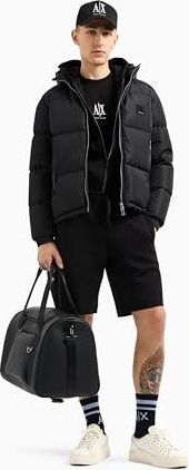 A|X Armani Exchange Icon Project, Emboidered Logo, Full Zip Sweatshirt à Capuche, Noir, L Homme