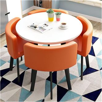 Generic Modernes Tisch- und Stuhlset, 5-teiliger Bartisch und 4 Stuhlset, runder Konferenztisch, hohe Tragf&auml;higkeit, for Caf&eacute;, B&uuml;ro und Wohnzimmer( 27)