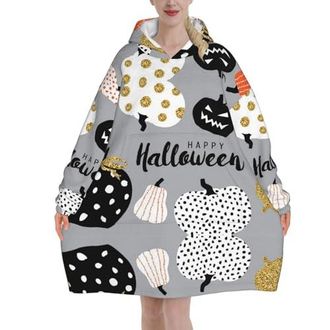 Generic Couverture à capuche surdimensionnée pour femme, homme, adolescent, Happy Halloween Day Trick or Treat, taille unique
