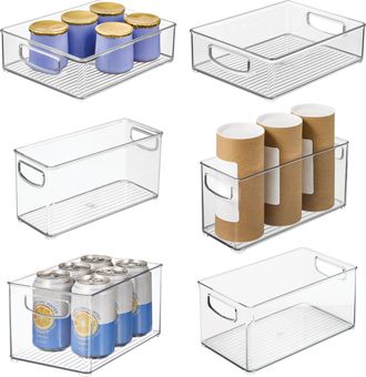 InterDesign iDesign 6er Set kleine stapelbare Aufbewahrungsbeh&auml;lter aus recyceltem Kunststoff mit integrierten Griffen f&uuml;r die K&uuml;che, den K&uuml;hlschrank, Gefrierschr
