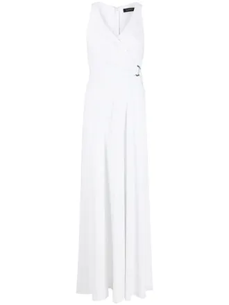 Lauren Ralph Lauren robe longue &agrave; design portefeuille - Blanc