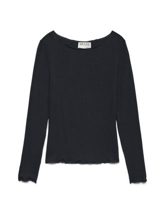 Vero Moda Damen Awglesha Ls Boatneck Top Noos, Black, X-Large