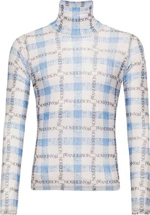 J.W.Anderson t-shirt à imprimé grille - Bleu