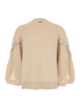 Max Mara Womens Beige Crewneck Sweater Wool And Cashmere Tops Top