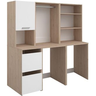 Vente-Unique Vente-Unique - Meuble machine &agrave; laver 2 espaces - Penderie et &eacute;tag&egrave;res - Naturel clair et blanc - L176 x H184 x P66 cm - &Eacute;co-responsable