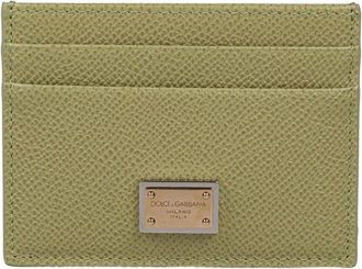 Dolce & Gabbana Femme, Accessoires, Vert, Taille: ONE Size Porte-cartes en cuir de veau Dauphine