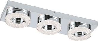 Eglo LED Deckenleuchte Fradelo, 3 flammige Deckenlampe, Wohnzimmerlampe aus Metall und Kunststoff in Chrom, Kristall in Klar, Schlafzimmerlampe rund, LEDs 