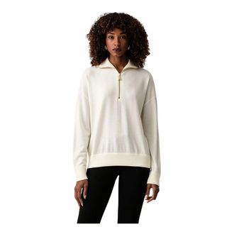 Patrizia Pepe Pull en laine &agrave; col montant zipp&eacute; - Femme - Pulls - Beige - Taille: 42 FR