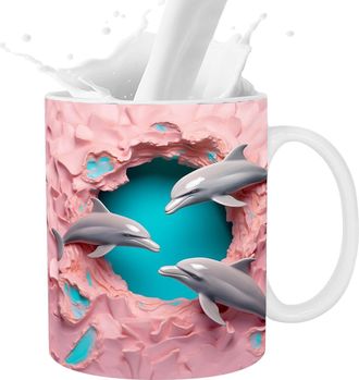 Generic Delphin Keramikbecher - Neuheit Kaffeetasse, Kaffeebecher Zum Trinken, Keramikbecher F&uuml;r Wein | 350Ml Keramik-Tee- Und Kaffeetasse, Keramik-Reisebeche