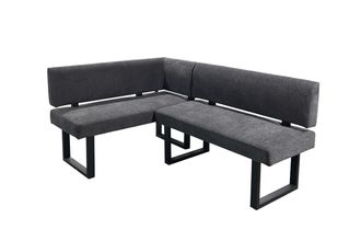 Byliving Eckbank Vancouver/Webstoff anthrazit/Metall Gestell schwarz pulverbeschichtet/Taschenfederkern/Langer Schenkel rechts/K&uuml;chenbank/Sitzbank/ 125 x 181,5