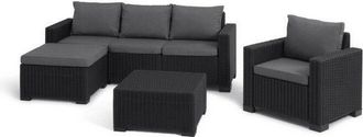Allibert Allibert - Salon de jardin - en resine imitation rotin tresse by keter - 5 personnes - Moorea - Gris graphite
