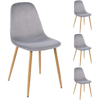 M&S Collection Lot de 4 chaises 50x44x86 cm en velours gris et naturel - VELVET