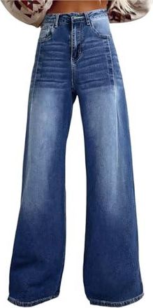 Generic Jean &eacute;vas&eacute; pour femme - Coupe ample - Jean extensible avec taille et pantalon en jean pour femme - Taille 48, bleu fonc&eacute;, 3XL