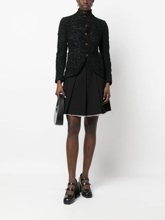 Comme Comme Floral-Embroidered Jacket - Black