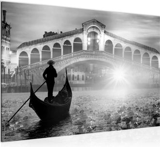 Runa Art Bild Venedig Italien Modern Wandbilder Wohnzimmer Schlafzimmer 1 Teilig - Made In Germany - Stadt Schwarz Weiss Flur 006615c