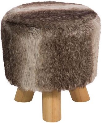 Beliani Schöner Sitzhocker in Braun und Beige Stoff Holzbeine Topeka