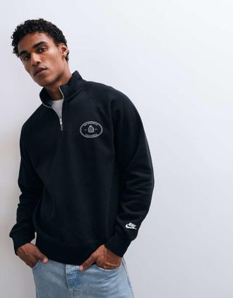 Nike Club NCC sweat-shirt &agrave; demi-zip avec logo en noir