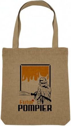 Fabulous Sac Shopping Tote Bag Aspect Lin - Futur Pompier M&eacute;tier Avenir H&eacute;ros - Sac de Courses Toile Epaisse 360g Beige Naturel Cabas Port&eacute; Epaule Solide Impri