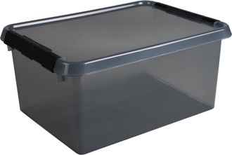 Helit Sunware 88001820 - Aufbewahrungsbox the comfort-line 15 L, grau transparent, Ordnungsbox mit Deckel