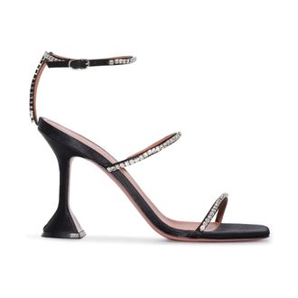 Amina Muaddi Schwarze Ledersandalen - - Shoes - Damen - Schwarzk - 39 EU