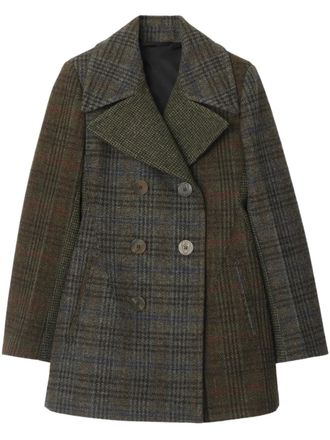 Burberry manteau en patchwork &agrave; carreaux - Marron