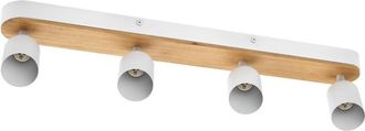 Osram OSRAM LED Spot Ligne Bois Plafonnier 4x GU10, D&eacute;cor Blanc/Bois, Acier/Bois de caoutchouc, orientable, IP20, Int&eacute;rieur