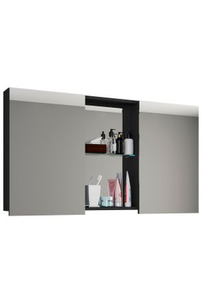 MID.YOU Mid.you Spiegelschrank VCM Budasi, Schwarz, 112x59x12 cm, Badezimmer, Badezimmerspiegel, Spiegelschränke