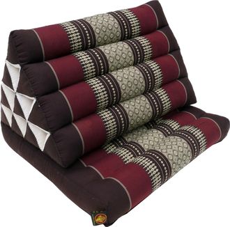 Guru Shop Thaikissen, Dreieckskissen, Kapok, Tagesbett mit 1 Auflage - Dunkelbraun/rot, 30x50x75 cm