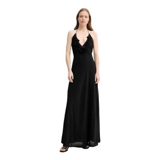 The Kooples Maxikleid mit R&uuml;schen und V-Ausschnitt - - Dresses - Damen - Schwarzk - XL