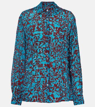Dries Van Noten Top imprim&eacute; &agrave; sequins