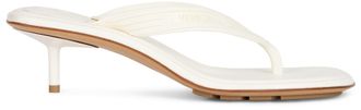Bottega Veneta Womens Heeled Flip-Flops Sampieri White Lambskin Leather Shoe
